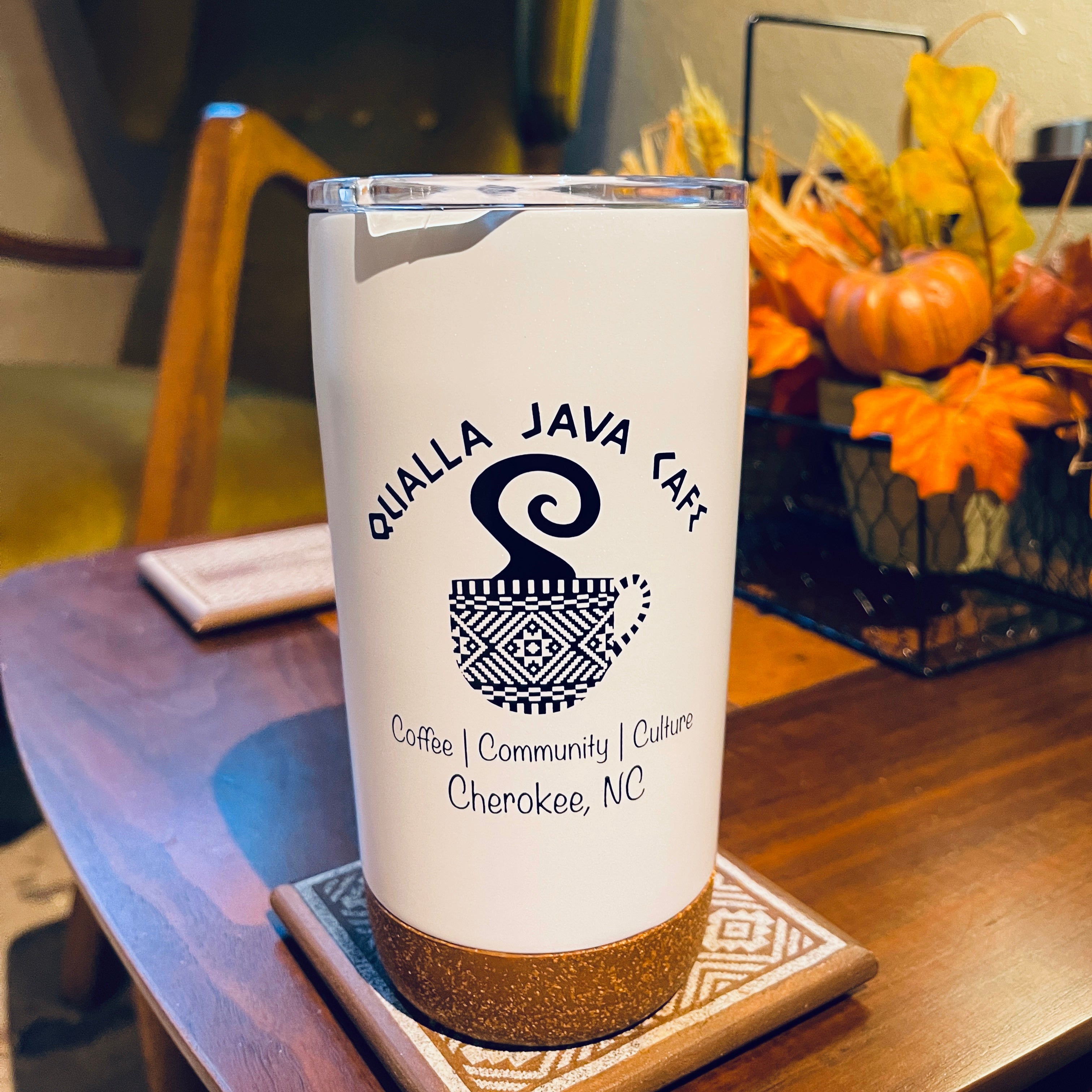 White Vacuum Tumbler plus free straw with Cork Bottom - 16 oz. | Qualla ...